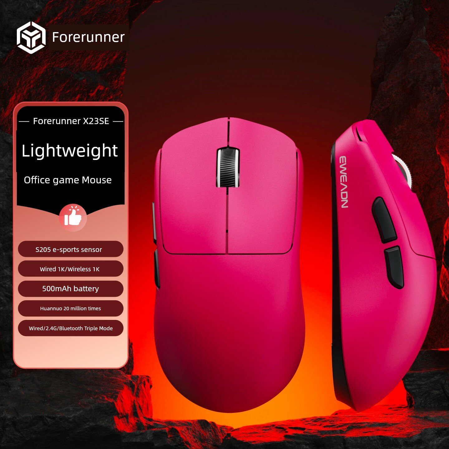 Беспроводная мышь Forerunner X23 с тремя режимами работы для игр, офиса, Bluetooth, легкая, компактная, удобная для