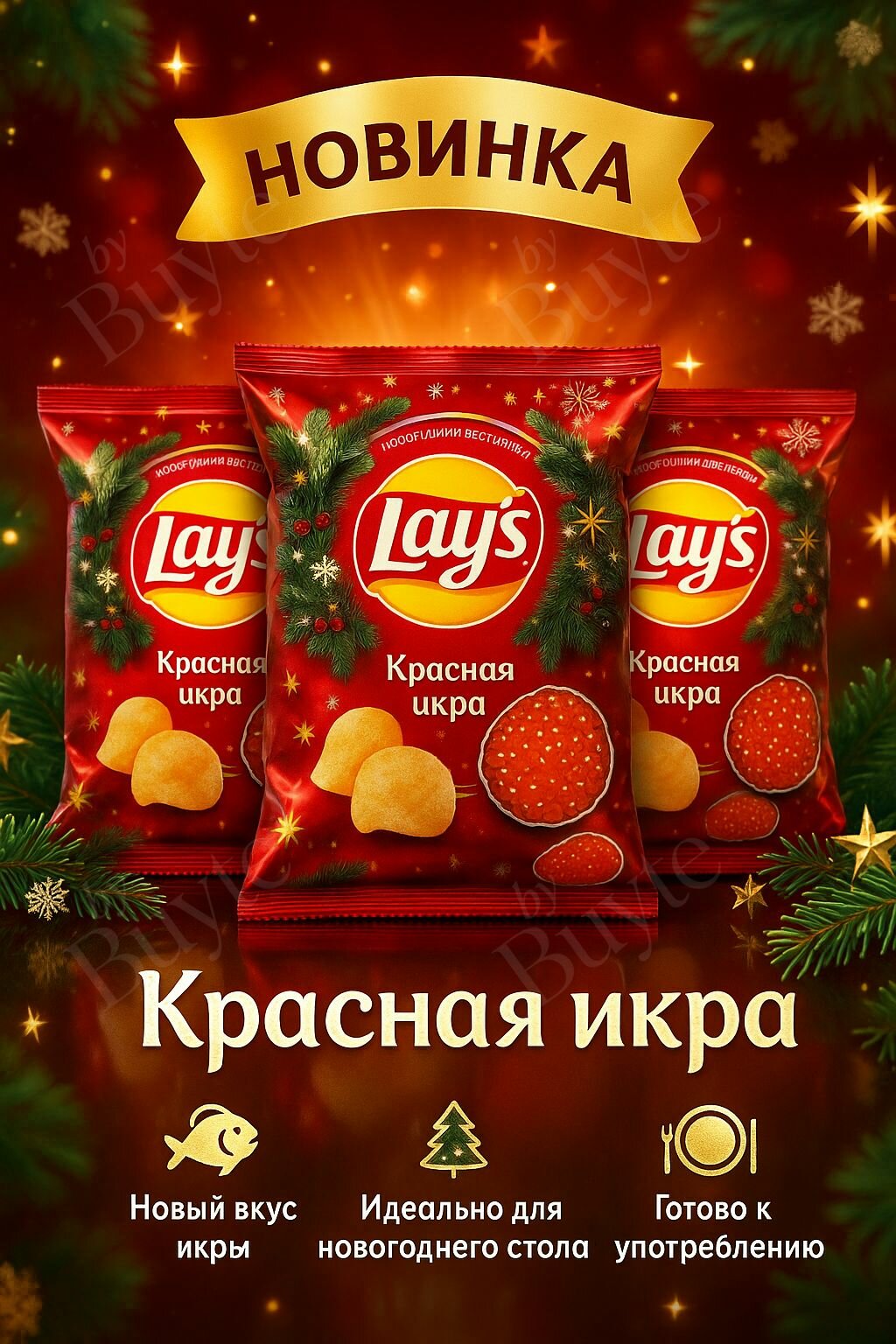 Чипсы картофельные Lay's/ Лейс Красная икра, 3 по107 г