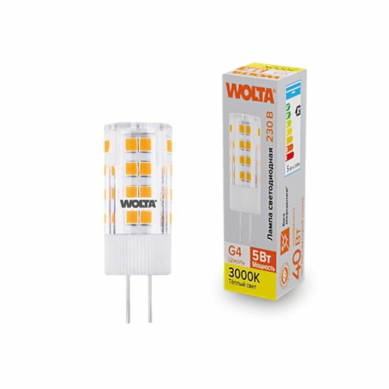Светодиодная лампа WOLTA WSTD-JC-220V5W3KG4-C 5Вт 3000K G4