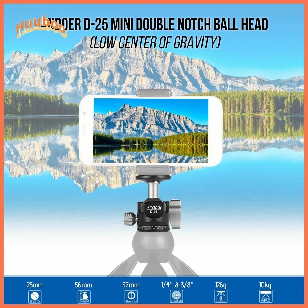 Andoer D-25, легкий алюминиевый шаровой штатив, для фотоаппаратов Canon Nikon Sony, макс. нагрузка 10кг