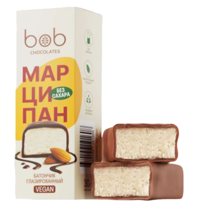 Батончик глазированный веганский "Марципан без сахара" bob 30 г