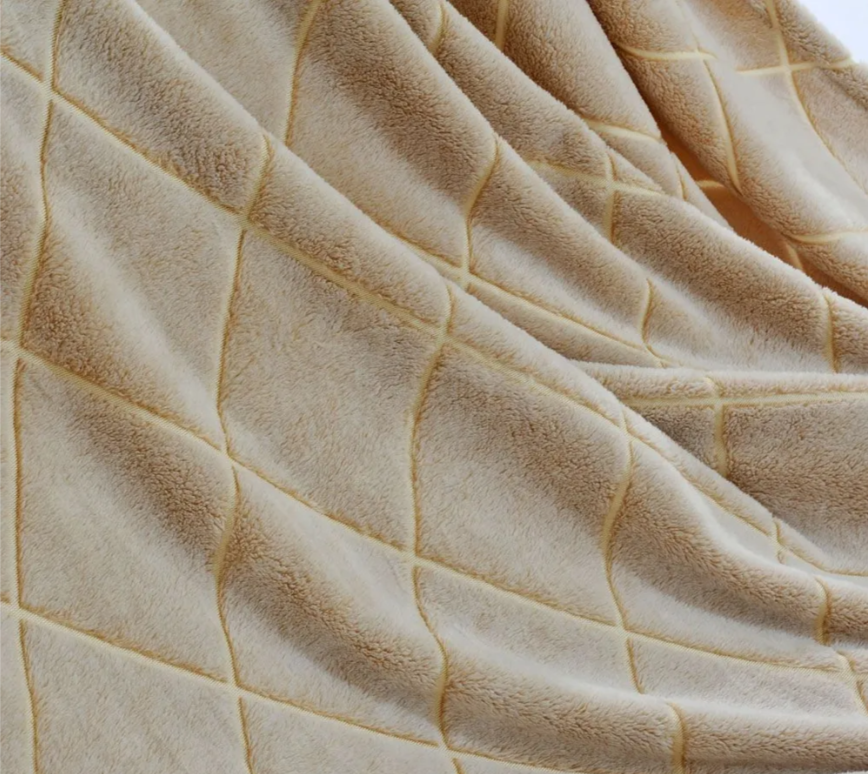 Плед "Уют" Велсофт 2 спальный 180х200 см от Валетекс светло-бежевые ромбы