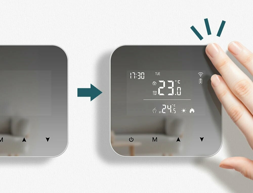 Умный Wi-Fi термостат с подогревом и охлаждением, ежедневный программируемый контроллер температуры для котла, работает с Alexa Google Home