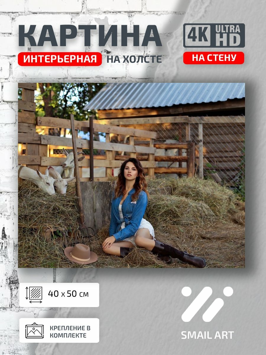 Картина на холсте интерьерная 40 на 50 на стену Деревня Portrait для студии портрет декор