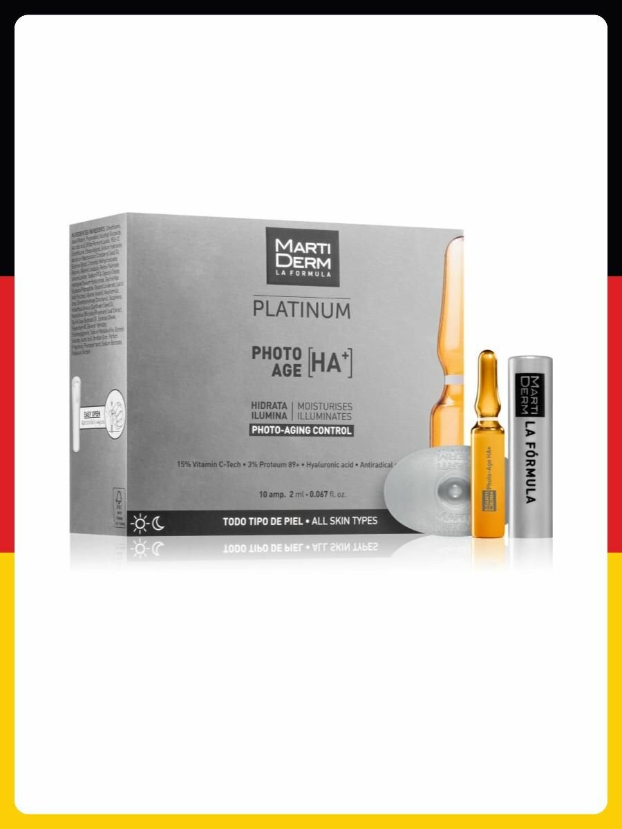 Сыворотка для ухода за кожей Martiderm Platinum Photo Age HA+ Anti-Aging Facial Serum in Ampoules, with Vitamin C, 10х2 мл