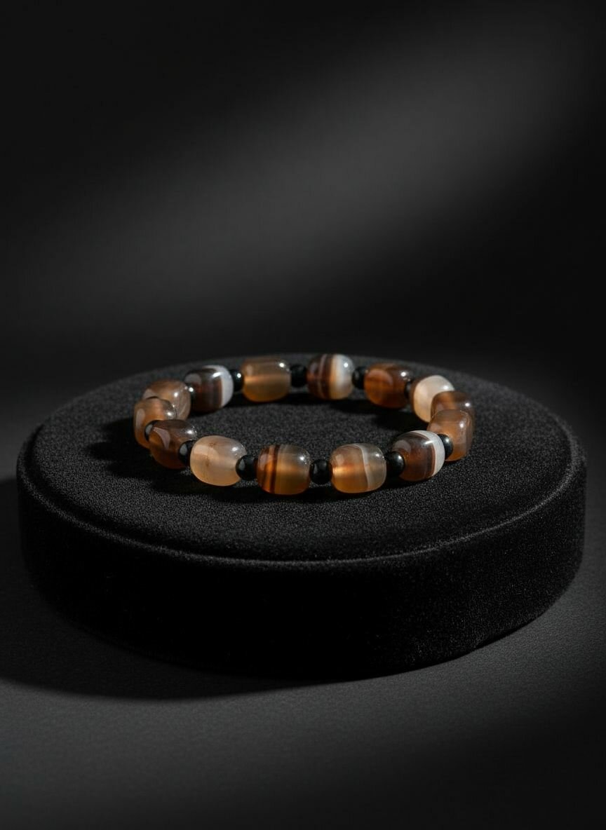 Браслет-манжета, агат