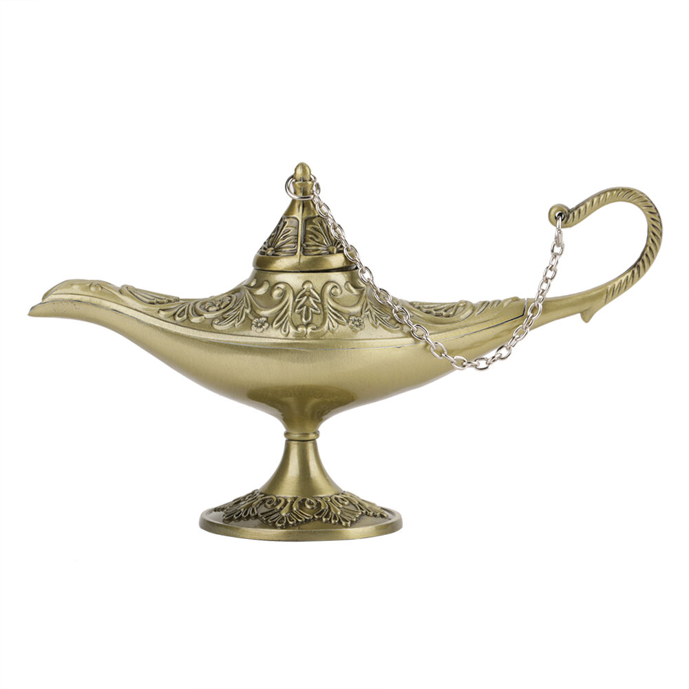 Rare Retro Legend Color Aladdin Magic Genie Light Wishing Lamp Pot Collectable (Bronze)