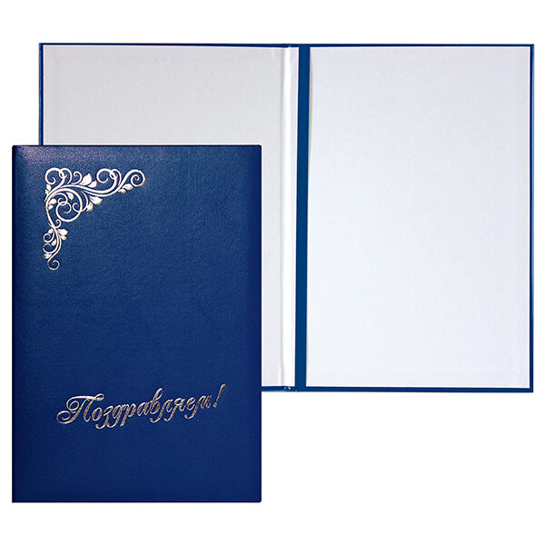 Папка адресная " deVente " Поздравляем синяя А4, лента для удержания документов, бумвинил, количество: 2 штуки