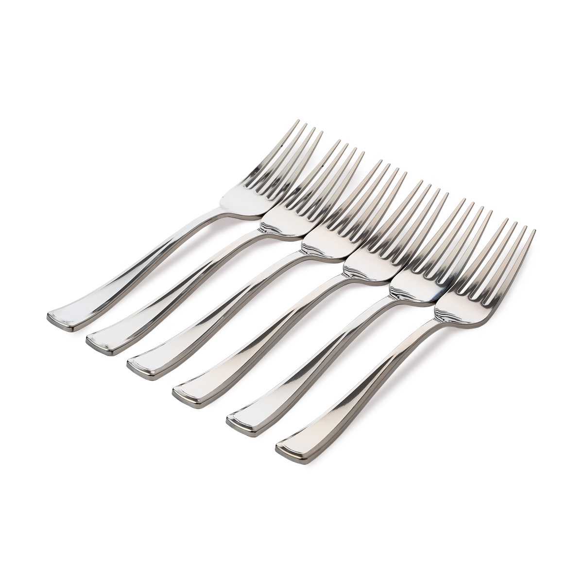 Вилки пластиковые одноразовые АВМ, металлизированные, 6 штук, цвет серебристый