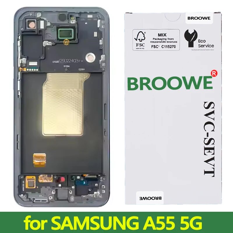 6,6-дюймовый Super AMOLED дисплей 120 Гц для Samsung A55 5G ЖК-дисплей A556U A556B Black with Frame