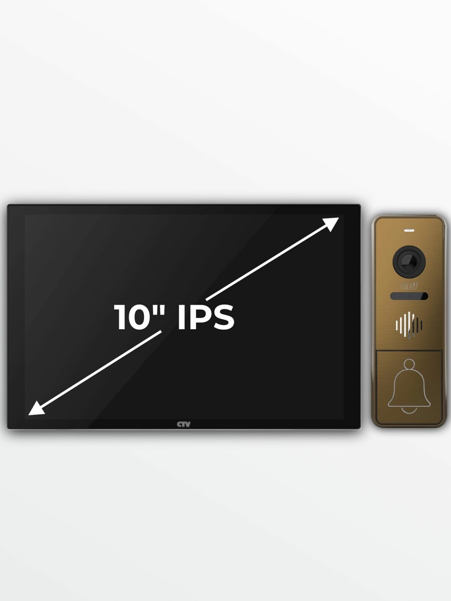Комплект WiFi видеодомофон для квартиры: монитор 10" CTV-M5121 Q (B) + вызывная панель CTV-D4005 (Br), для дома, офиса, Ai-детекция, функция видеорегистратор, подключение к подъездному домофону