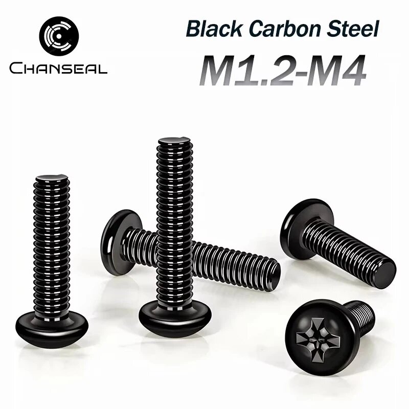 Винт с крестообразной головкой черный M1.2 M1.4 M1.7 M2 M2.5 M3 M4 Электронные маленькие винты с крестообразным шлицем с утопленной головкой DIN7985 GB818