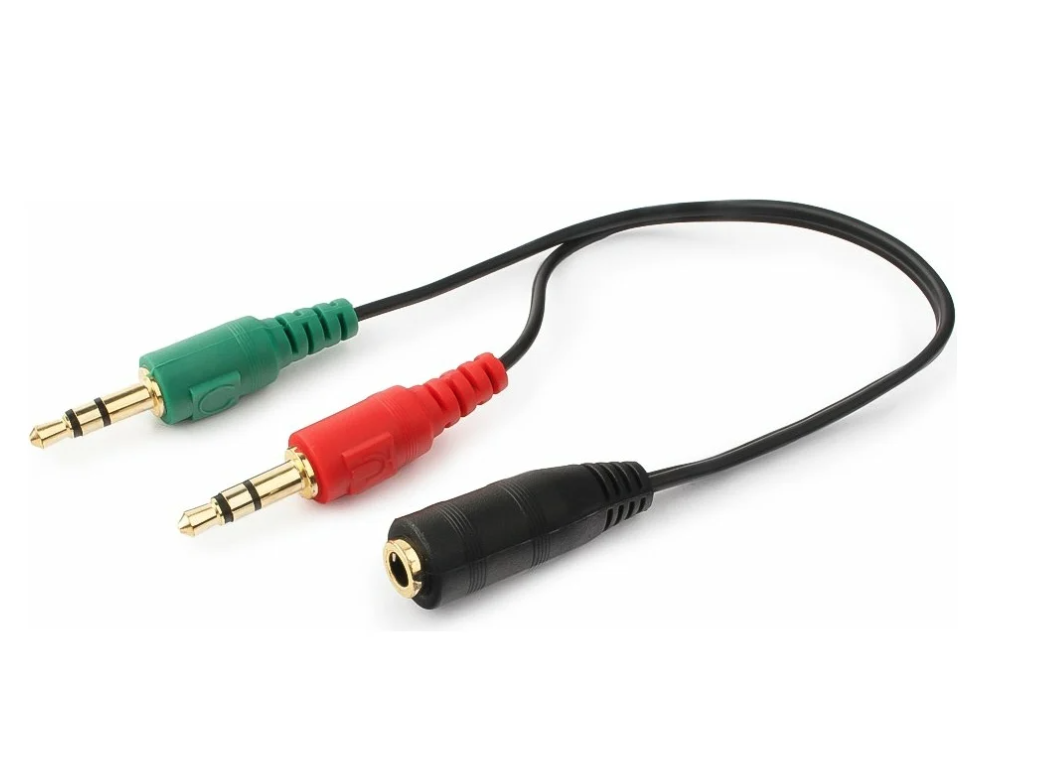 Переходник аудио Cablexpert CCA-418, 2хJack 3.5(M) 3pin/Jack 3.5(F), 20см, черный