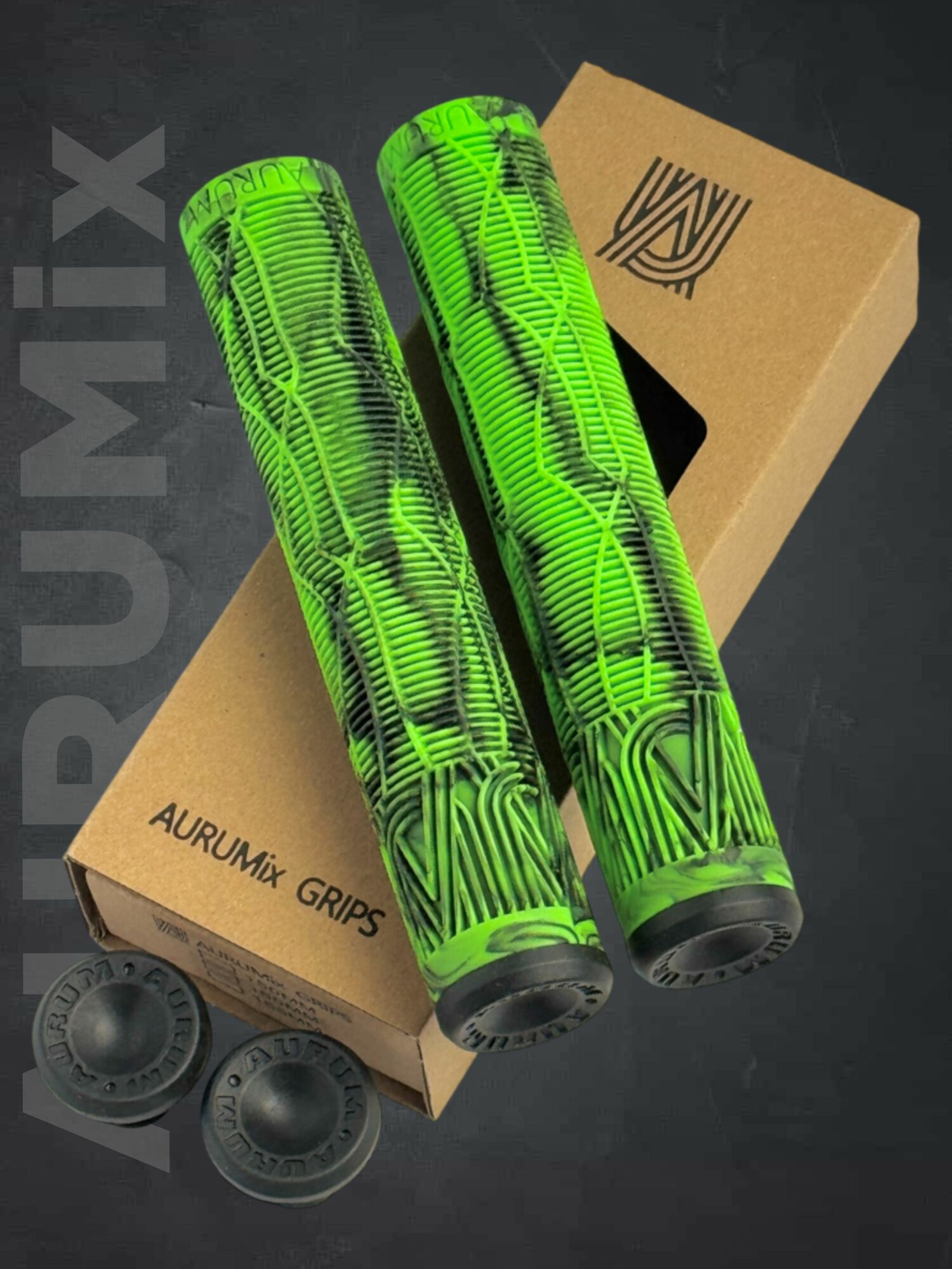 Грипсы для трюкового самоката велосипеда bmx AURUMix Classic 165 мм Зеленый/черный