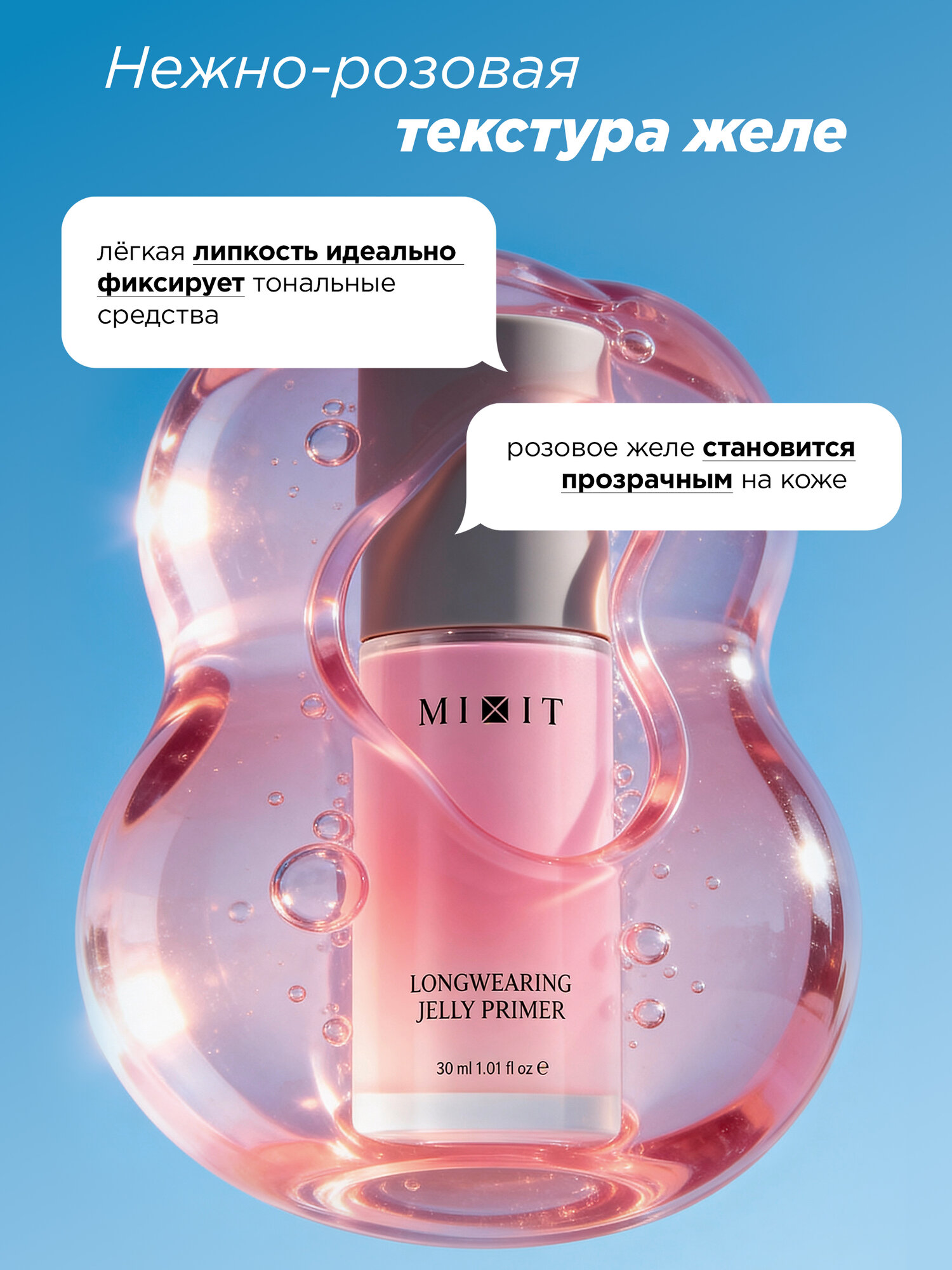 MIXIT Гелевый праймер для лица, для всех типов кожи, выравнивающий — фото 1