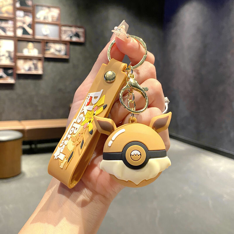 Брелоки с Пикачу, покемонами и семейством Иви, плюшевые игрушки, милые брелоки для рюкзаков, автомобильные брелоки
