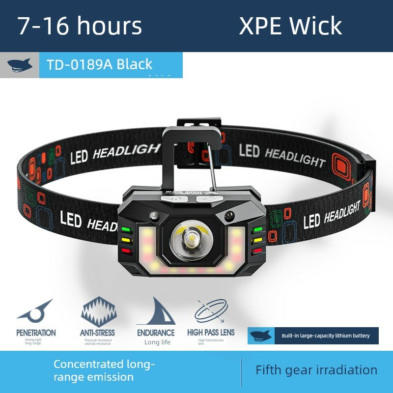 Налобный фонарь Smiling Shark для ночной рыбалки с ультрадолгим сроком службы батареи, с датчиком жестов, суперяркий