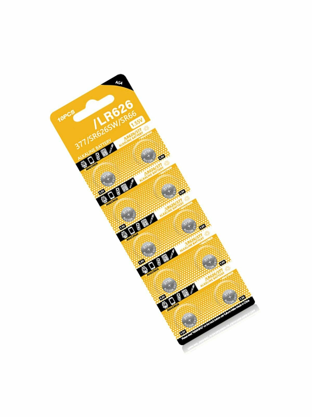 10 шт./лист Щелочных кнопочных батареек AG4 LR626 для часов, игрушек и гаджетов