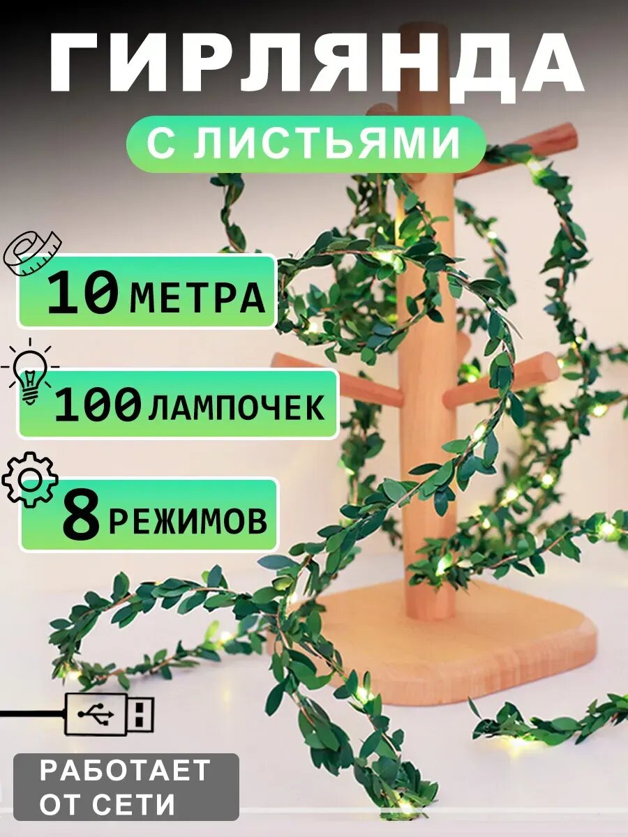 Гирлянда светодиодная на стену интерьерная от сети 10 метра