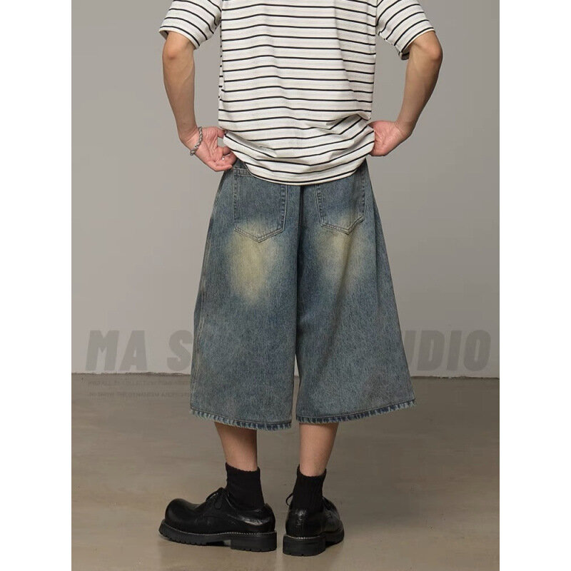 Тренд RONG CH Мужские Джинсы Лето Американские Винтаж Кроп Слим Деним, Размер_M