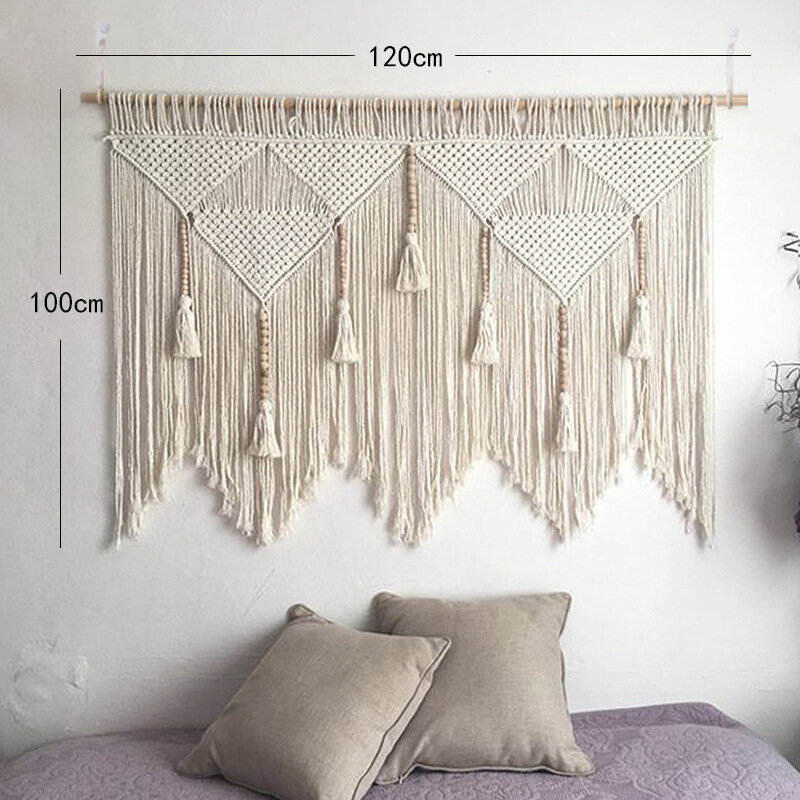 Скандинавский гобелен с кисточками, ручная работа, декор для стен, искусство у изголовья, висячий богемный гобелен для гостиной