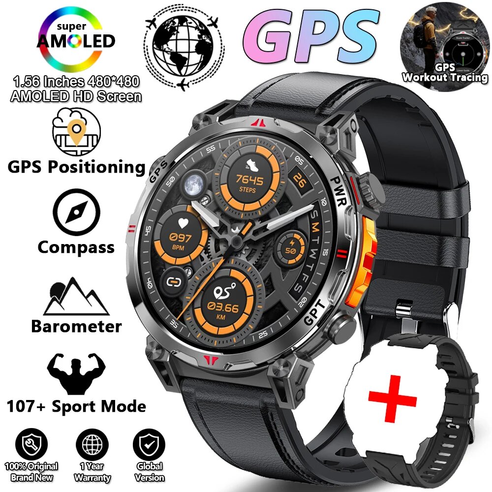 T-Rex3 Ultra GPS умные часы Black leather