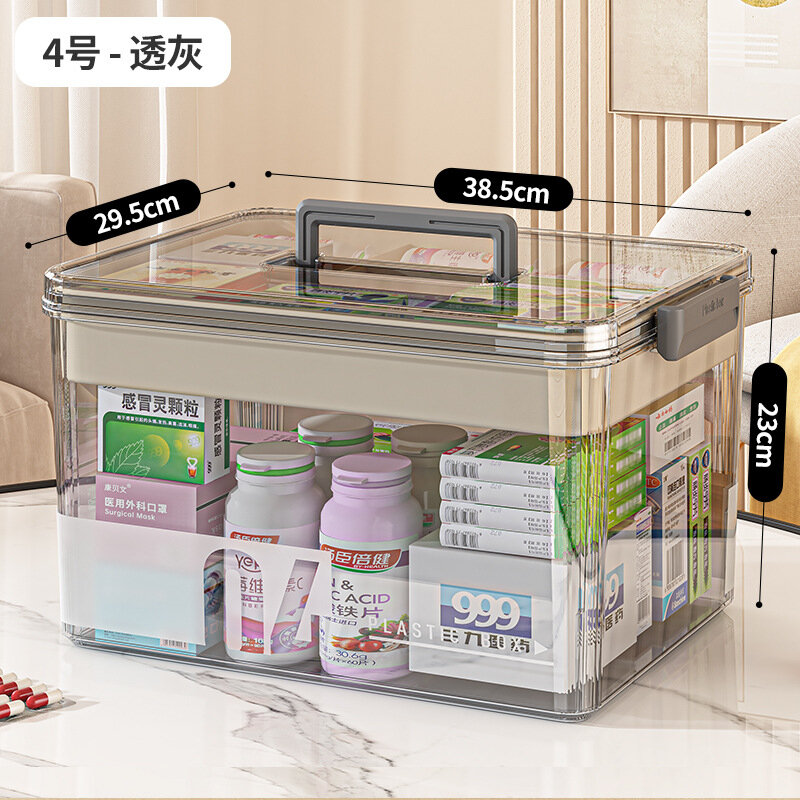 Многослойная аптечка, портативная коробка для хранения лекарств, домашняя прозрачная коробка для хранения с большой вместимостью из ПЭТ