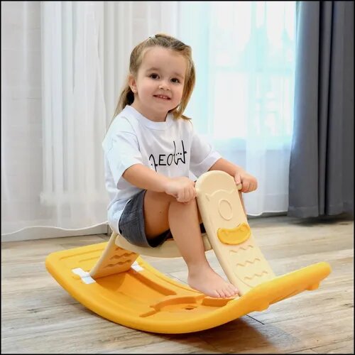 Качалка-балансборд детский UNIX Kids Monster (2 в 1), игрушка-лошадка, качалка для детей, желтый