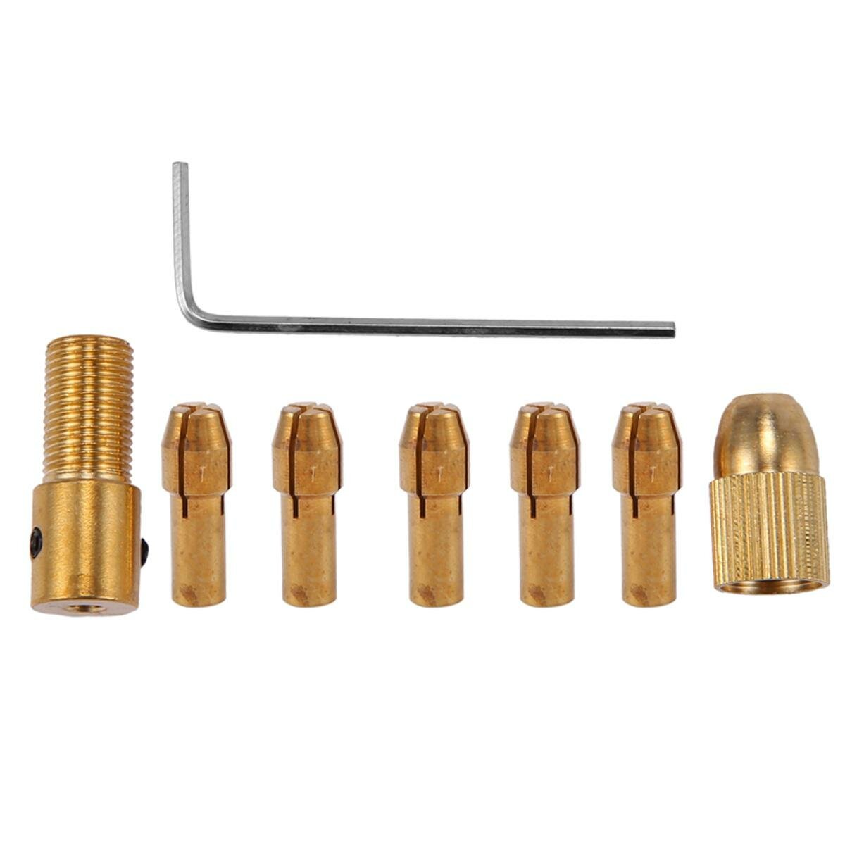 FS-8Pcs 0.5-3mm Small Electric Drill Bit Цанговый мини-патрон Набор инструментов Twist Chuck