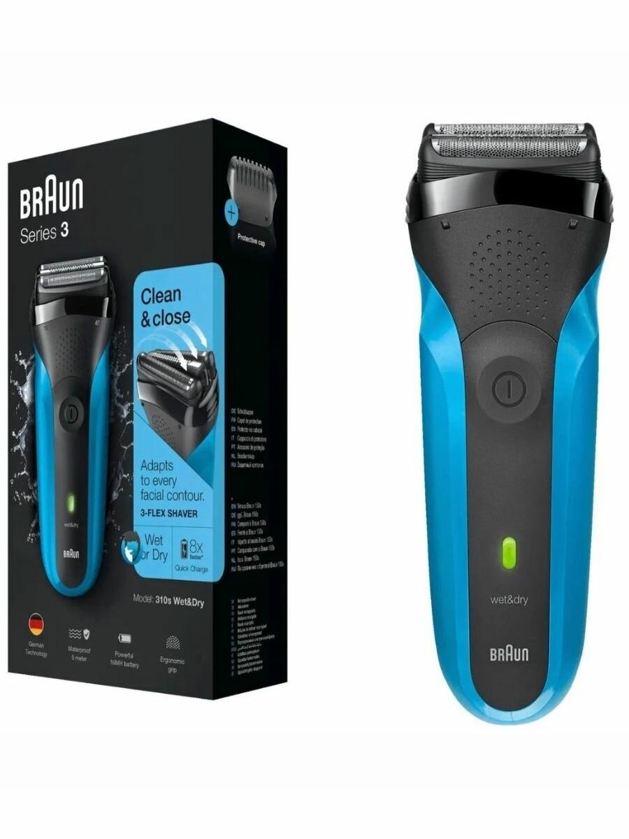 Braun Электробритва Braun Series 3 3010s, голубой, черный