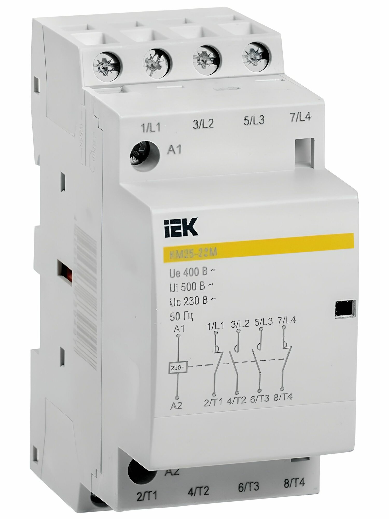 Контактор модульный КМ25-22М KARAT IEK, 25 А, Кат: 220В AC, 2НО+2НЗ, 4 полюса, 2 модуля, Артикул: MKK11-25-22.