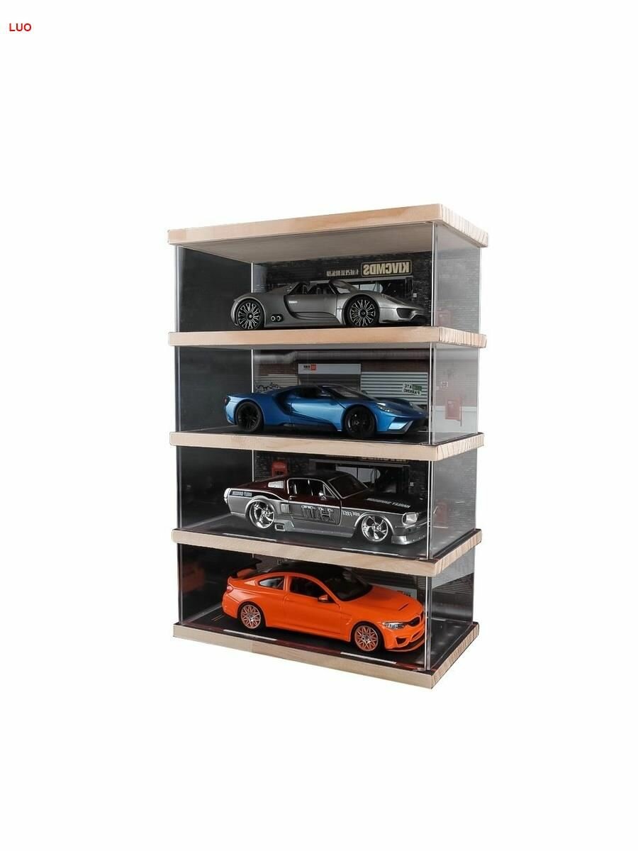 1:24 Литой четырехъярусный стенд для коллекционирования автомобилей с коробкой для демонстрации моделей гаража