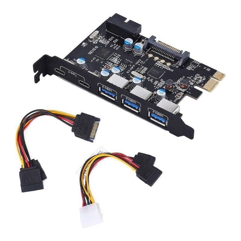 Адаптер USB3.0 с Type-C, 5 портов, PCI-E