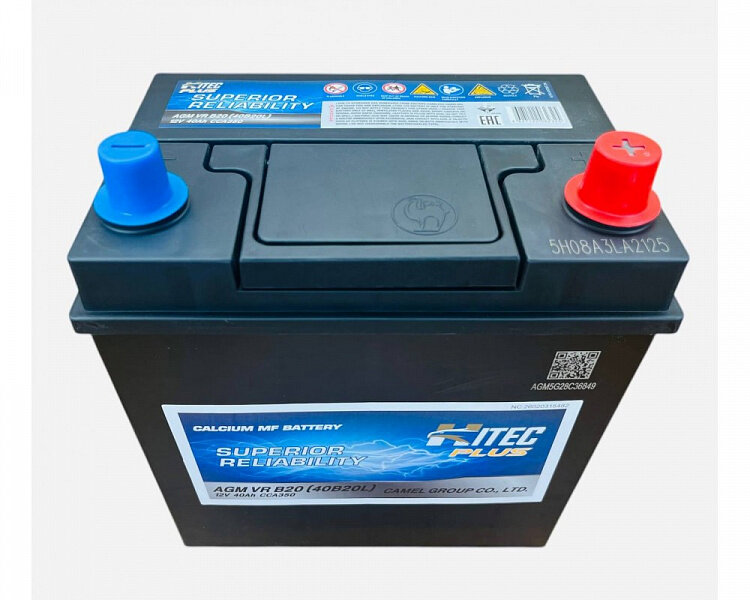 Аккумулятор автомобильный Hitec AGM S40B20L 40.0 Ah 350 A ОП 197x127x220