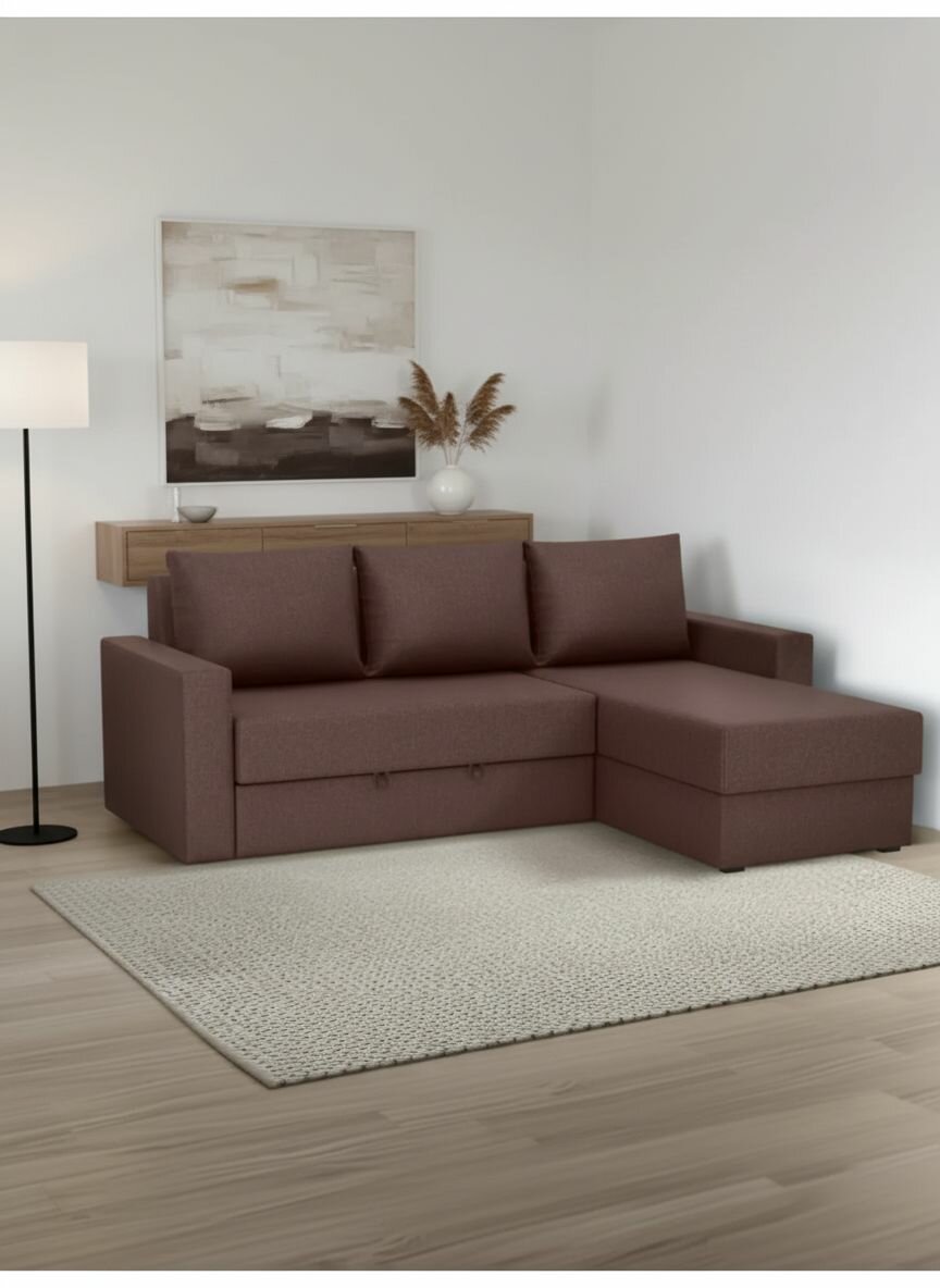 Sofos Угловой диван-кровать 216х158х76см Лео раскладной в гостиную Savana chocolate