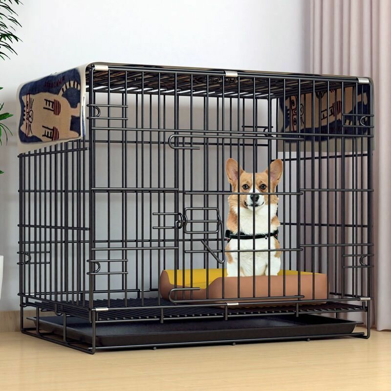 Клетка переноска для средних и мелких пород животных поддоном из пластика. Металлическая перевозка для собак, кошек, хомяков, крыс, грызунов, кролика.2 двери