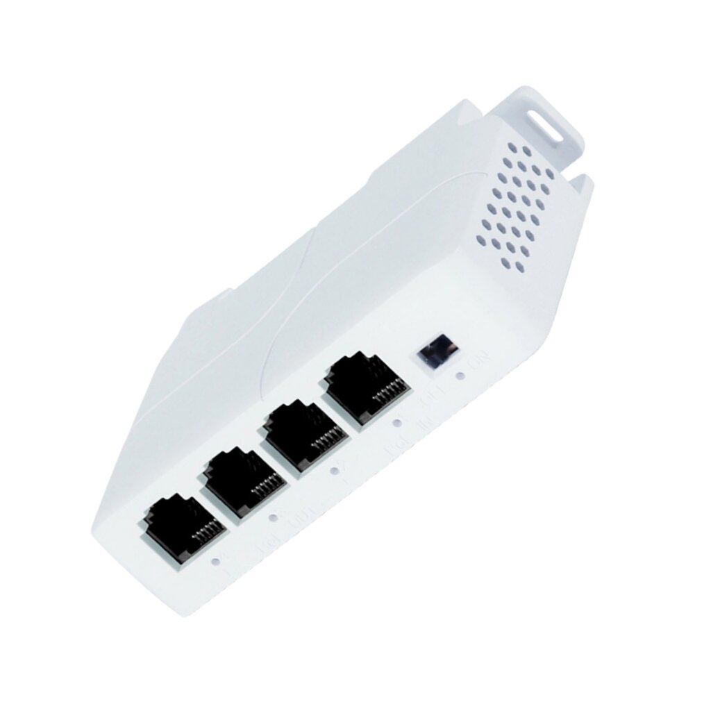 Внутреннее крепление на рейке с 4 портами Power over Ethernet Extender с гигабитной скоростью для камер