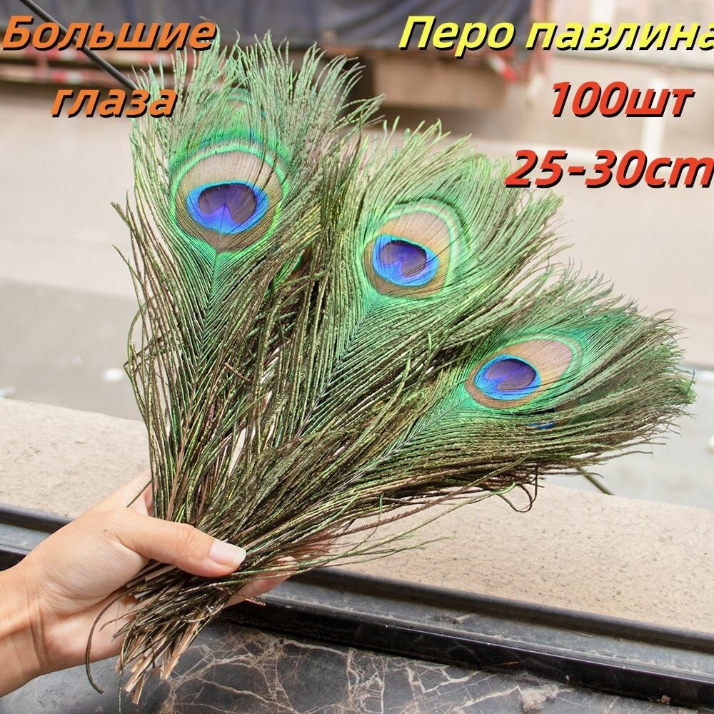 100 шт. перьев павлина с большим глазом