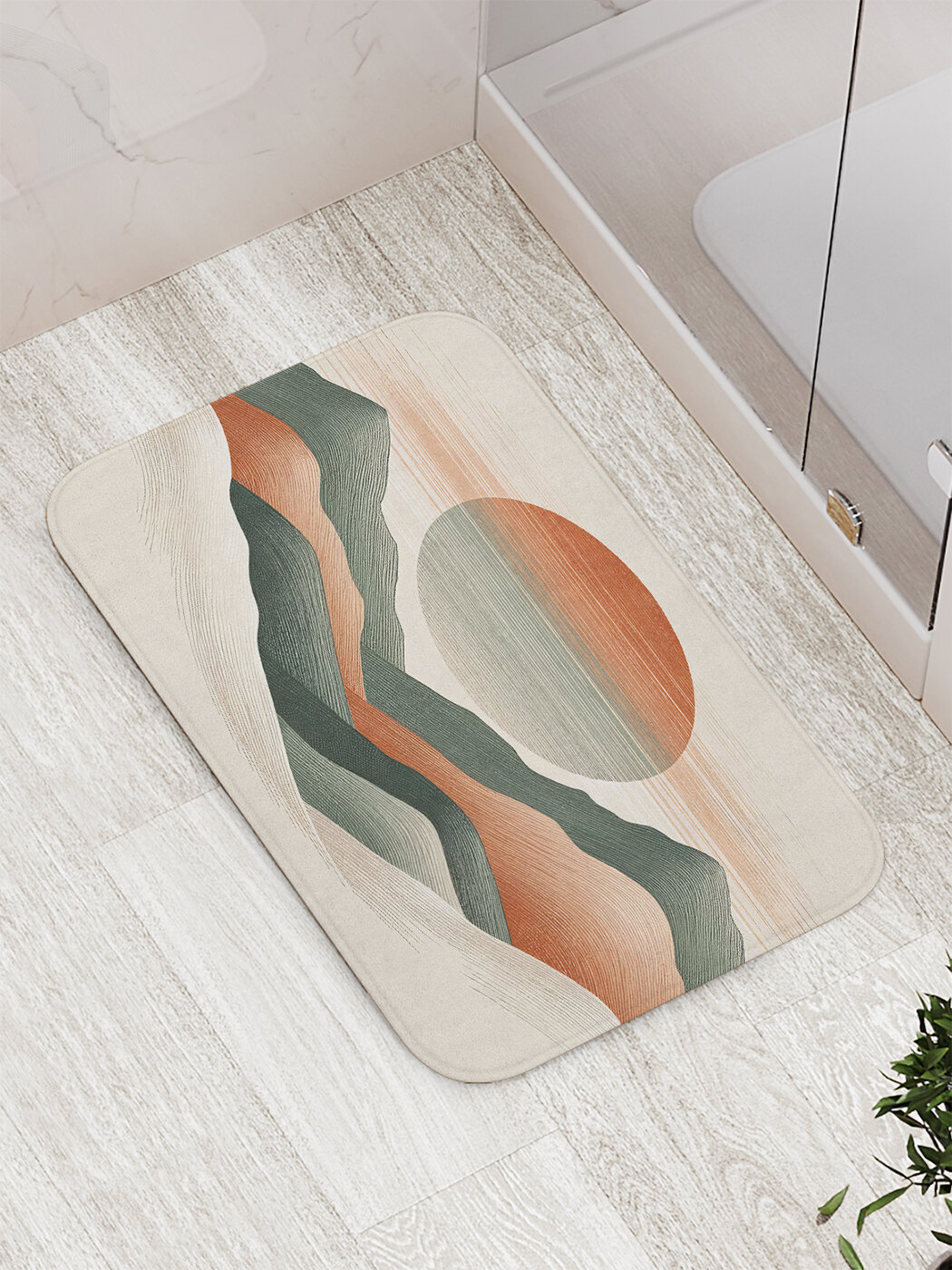 Коврик для ванной комнаты и туалета противоскользящий "Солнце за горами" 52х77 см, JoyArty