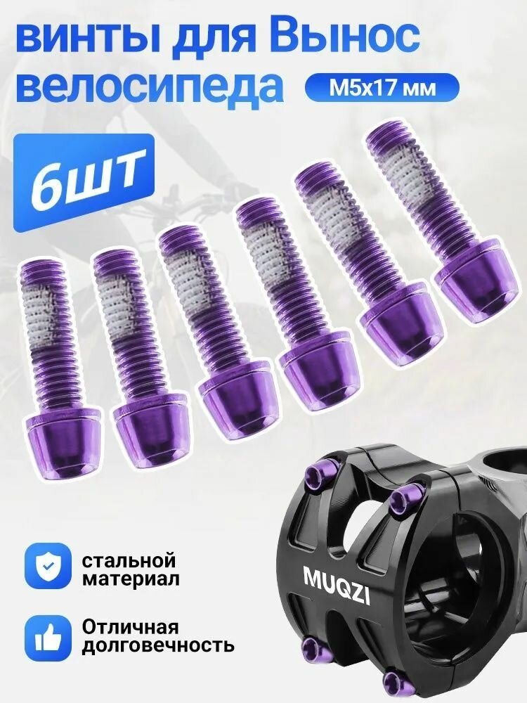 MUQZI 6 шт велосипедные болты для выноса руля M5x17 мм винты для крепления руля велосипеда