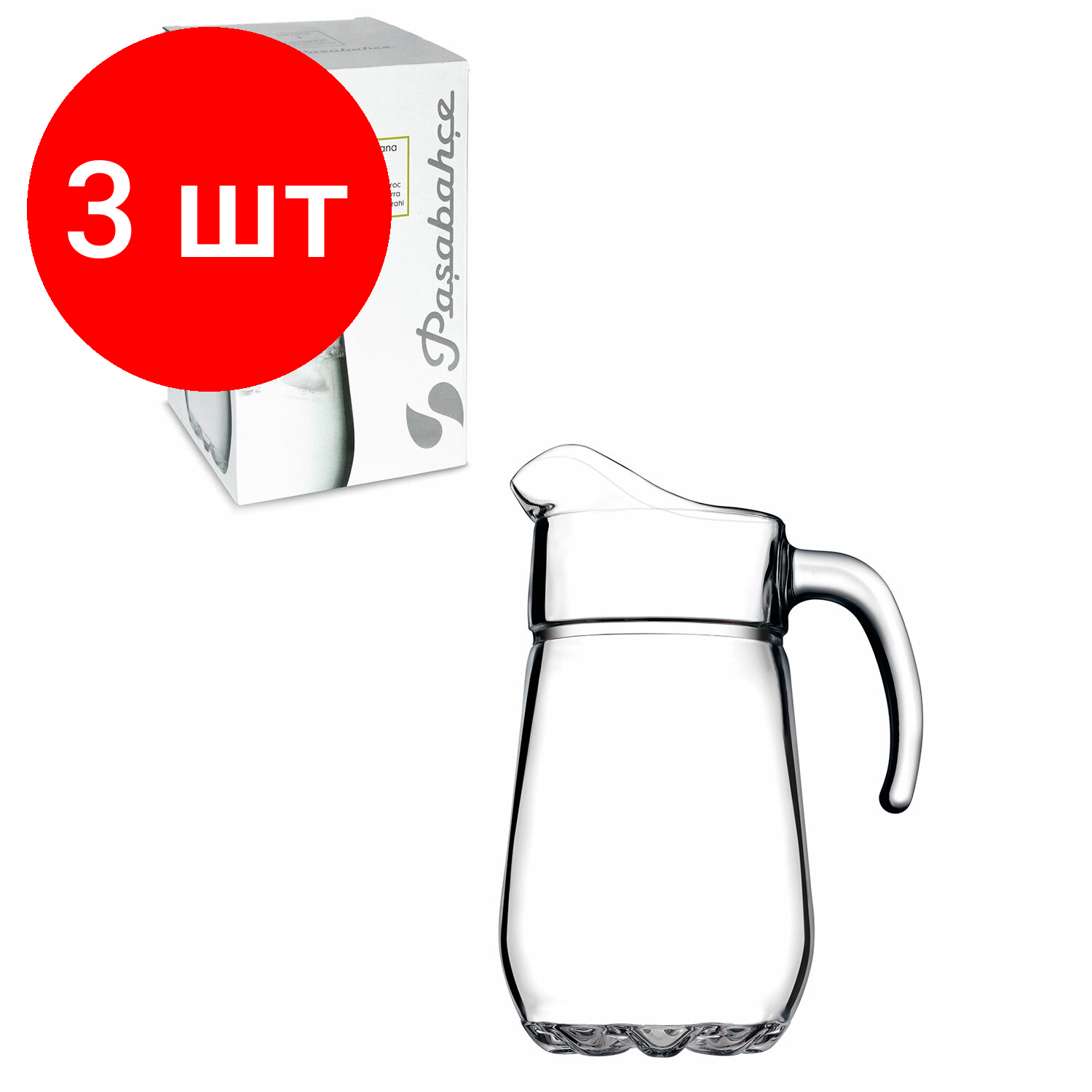 Комплект 3 шт, Кувшин, объем 1350 мл, фактурное стекло, "Sylvana" (Сильвана), PASABAHCE, 43334