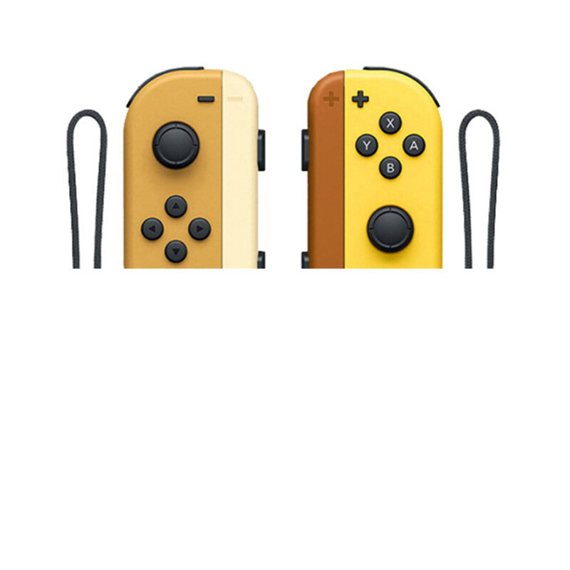 Беспроводной контроллер Joy-Con для Nintendo Switch с вибрацией, коричнево-желтым дизайном и ремешком