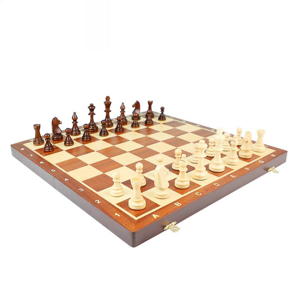 Турнирные шахматы деревянные: фигуры Стаунтон №6 Модерн (с утяжелителем) со складной доской