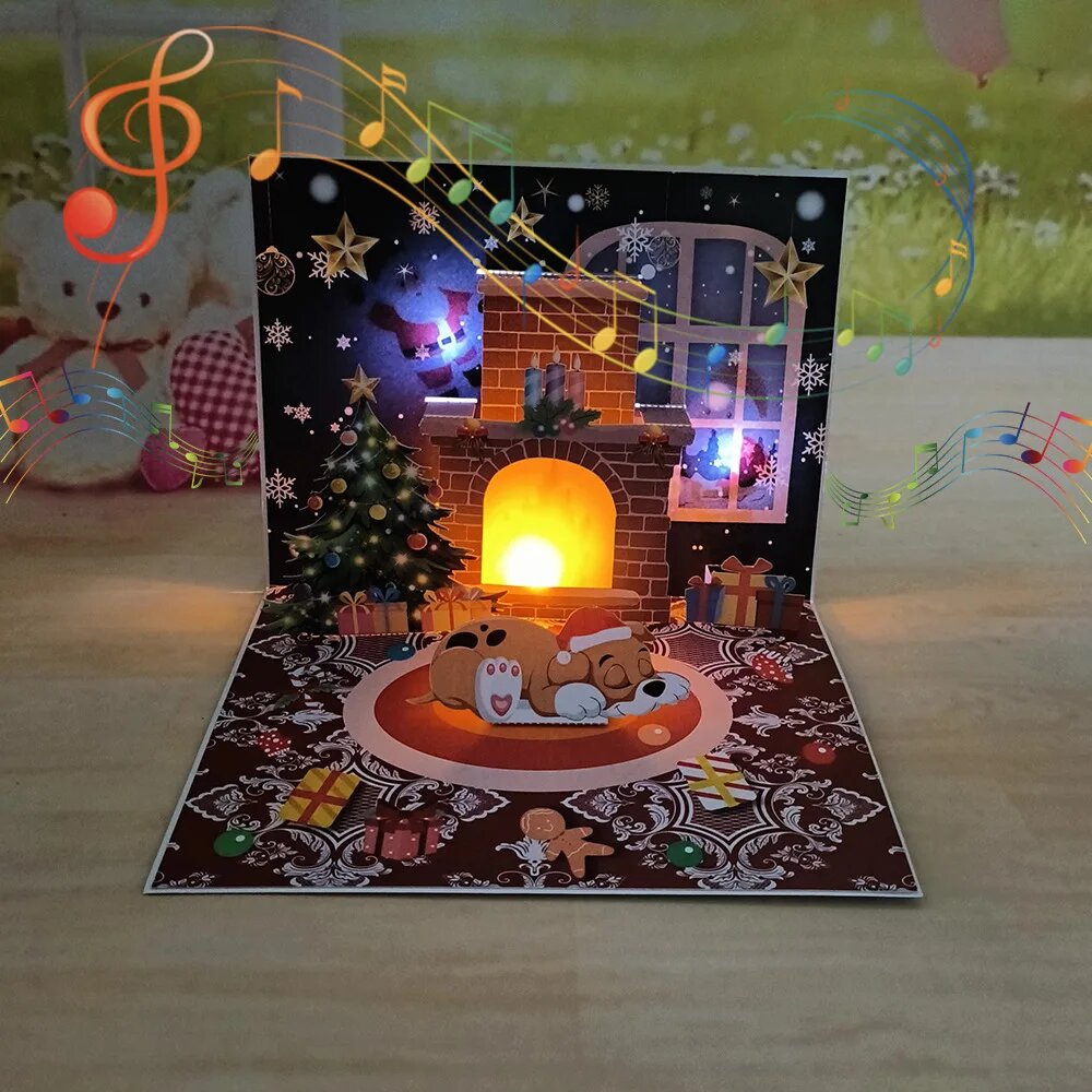 Рождественская музыкальная проекционная открытка