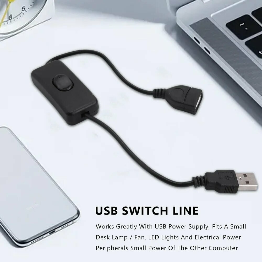 Удлинительный кабель USB A папа-мама с выключателем вкл./выкл.