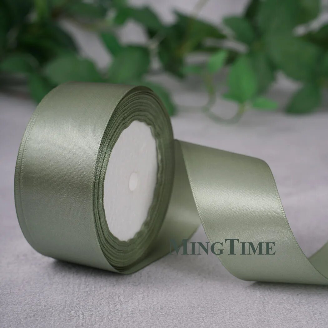Атласная лента Sage green 22,8 м