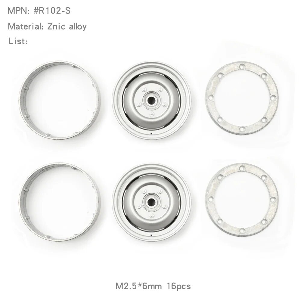 Шины RC 1.9" металлические, 2шт, серебро
