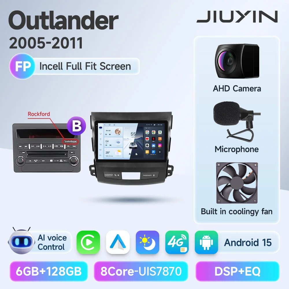 Беспроводная автомобильная радиостанция Carplay Android для Citroen C-Crosser FP 8CORE (6 128G)R-B