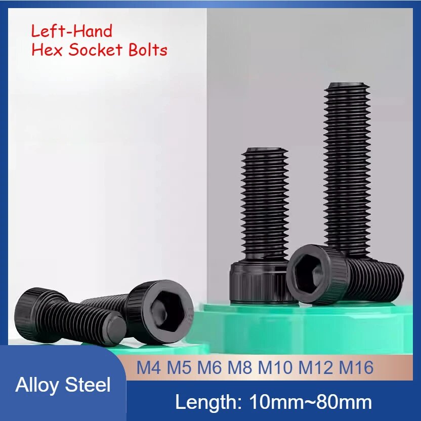 Винты с шестигранной головкой с обратной резьбой класса 12,9, болты с шестигранной головкой для левой руки для механического крепления M4 M5 M6 M8 M10 M12 M16