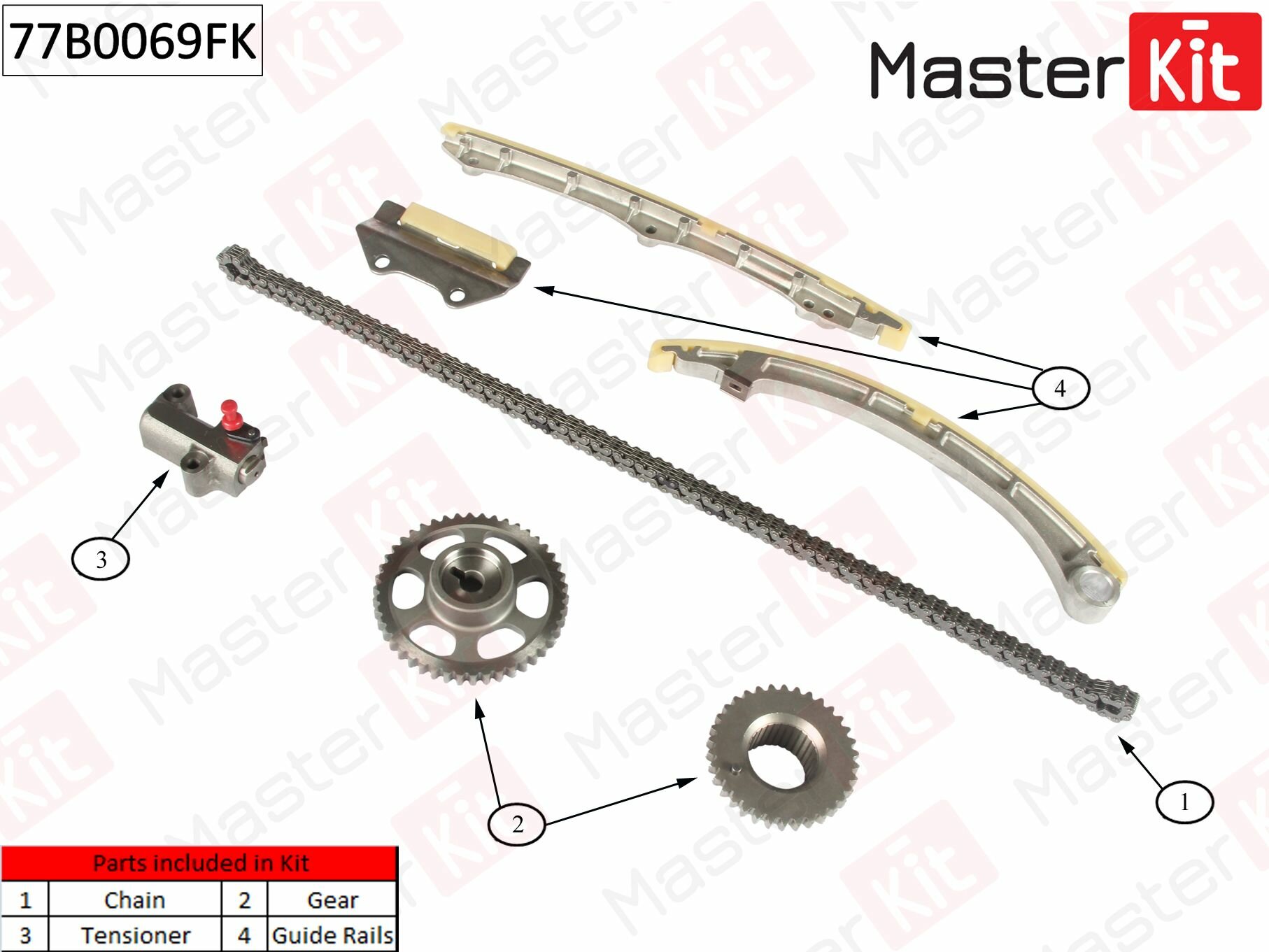 Комплект цепи ГРМ Honda Accord VII/CIVIC VII/CR-V K20A 01-08 MasterKit 77B0069FK